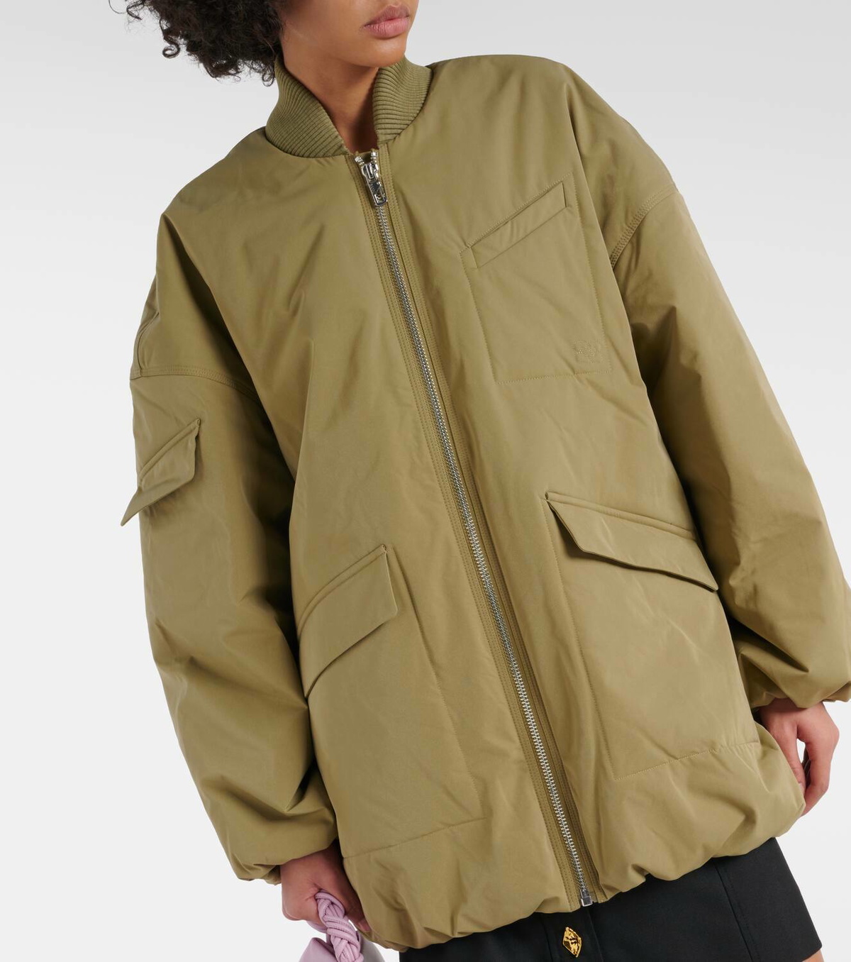 Ganni Oversized twill bomber jacket GANNI