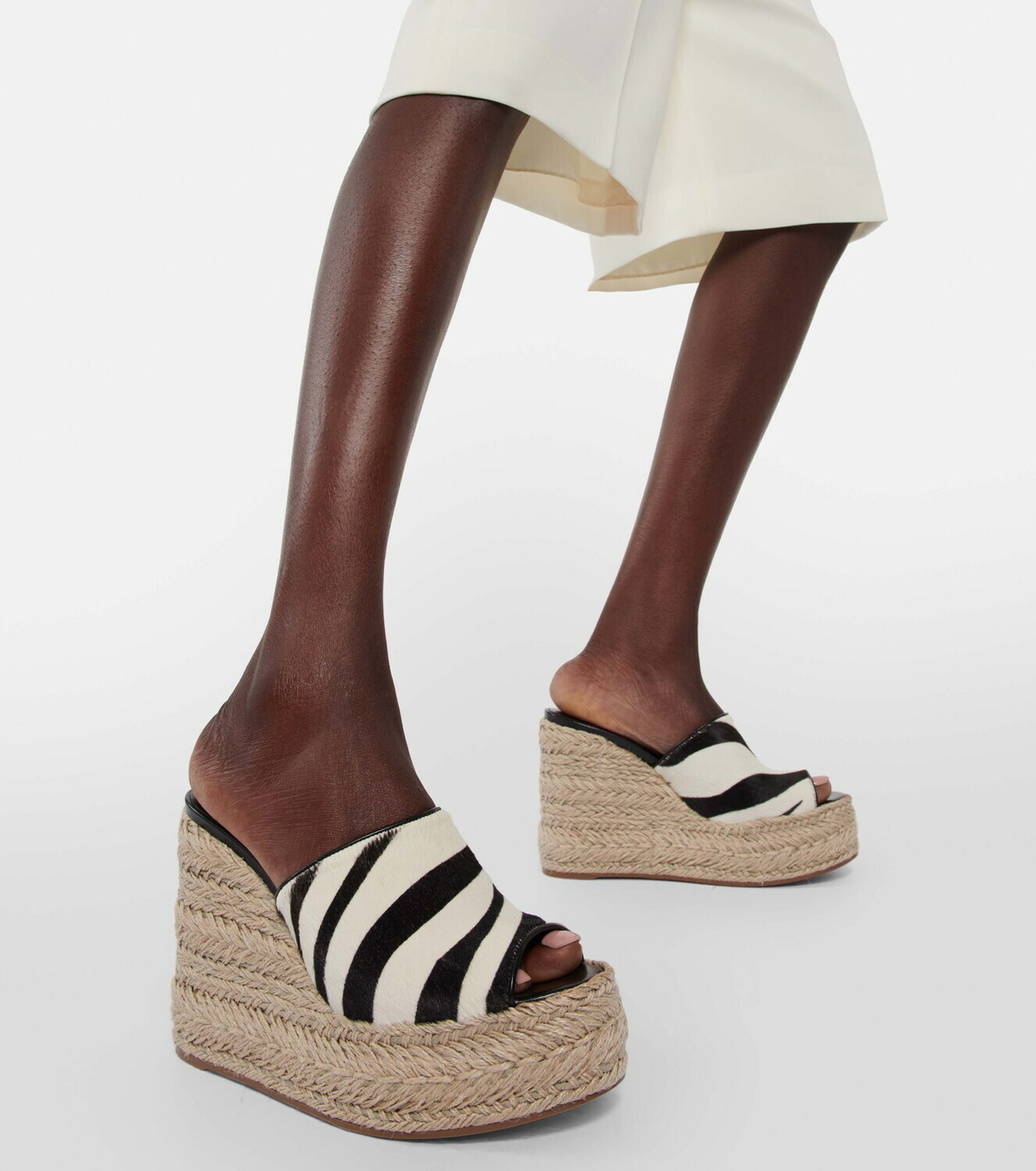 Christian Louboutin Ariella zebra-print calf hair espadrille wedges ...