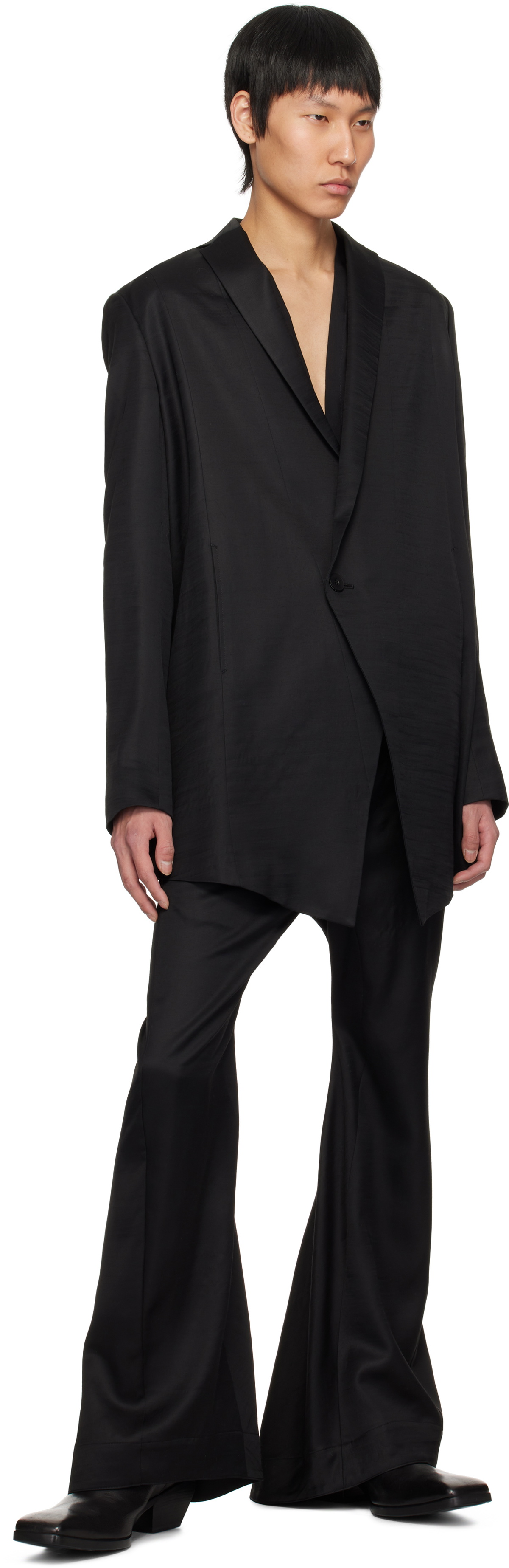 Julius Black Flared Jet Trousers Julius