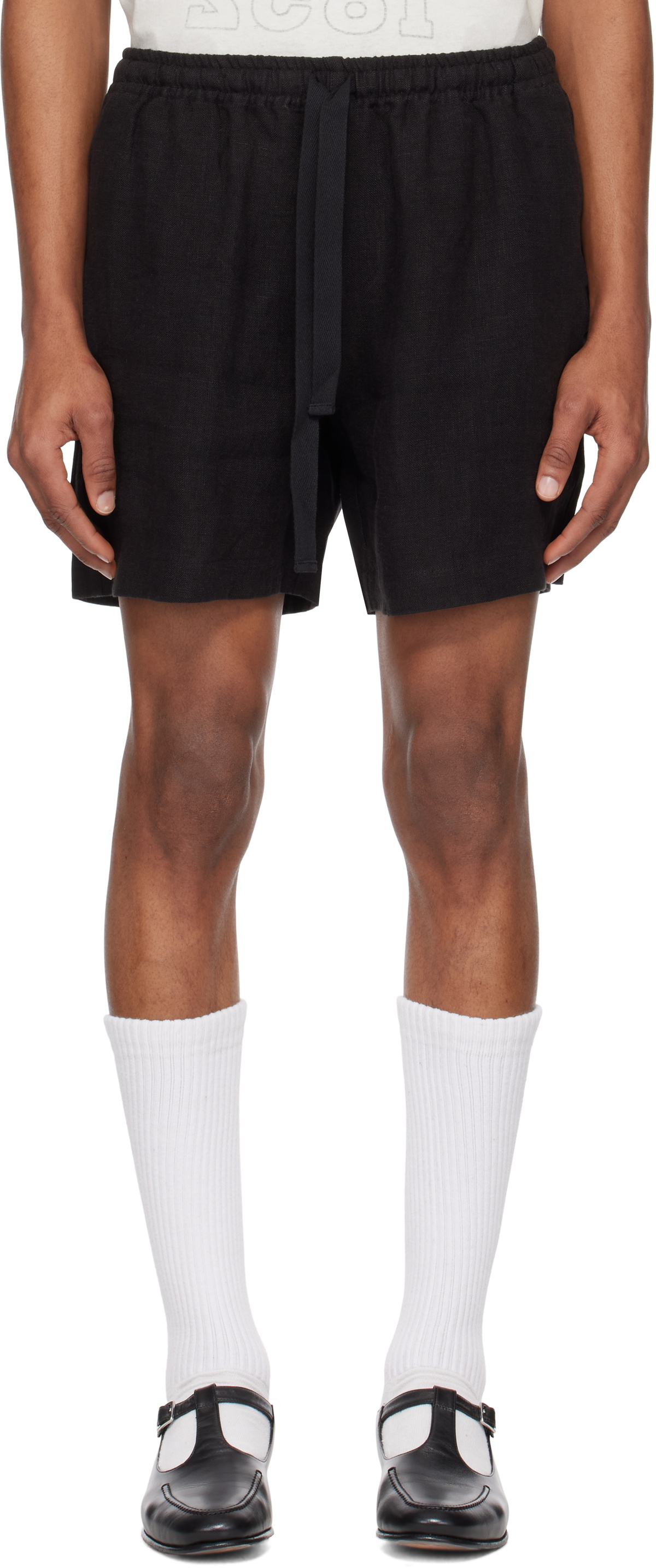 COMMAS Black Linen Lounge Shorts Commas