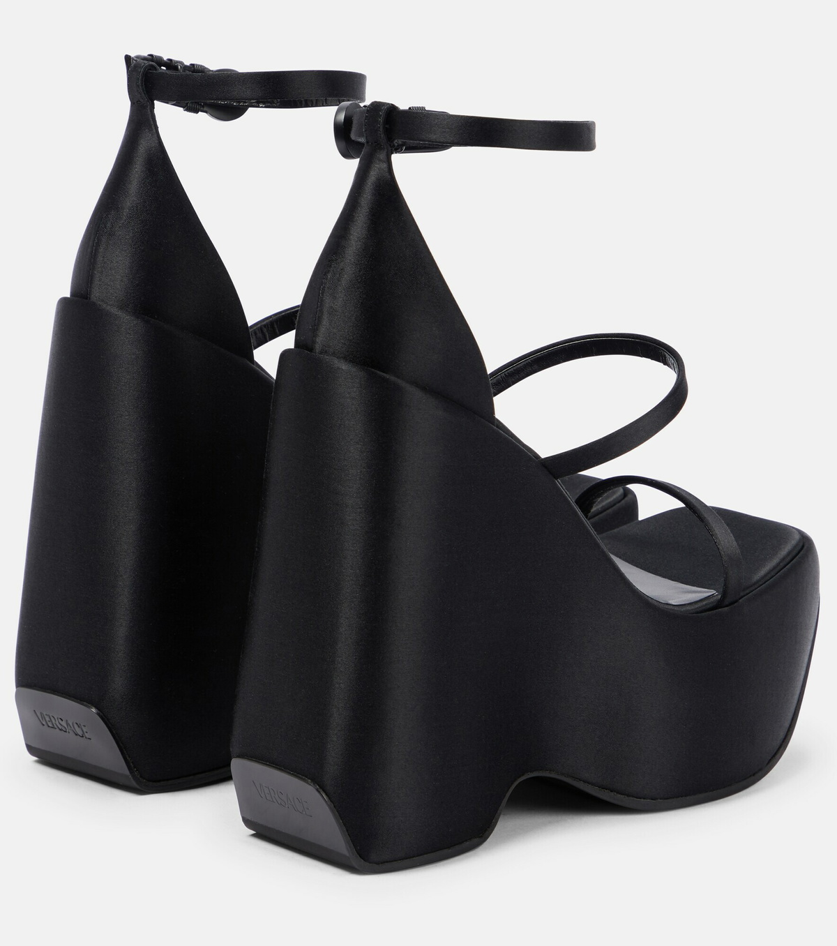 Versace - Triplatform satin platform sandals Versace
