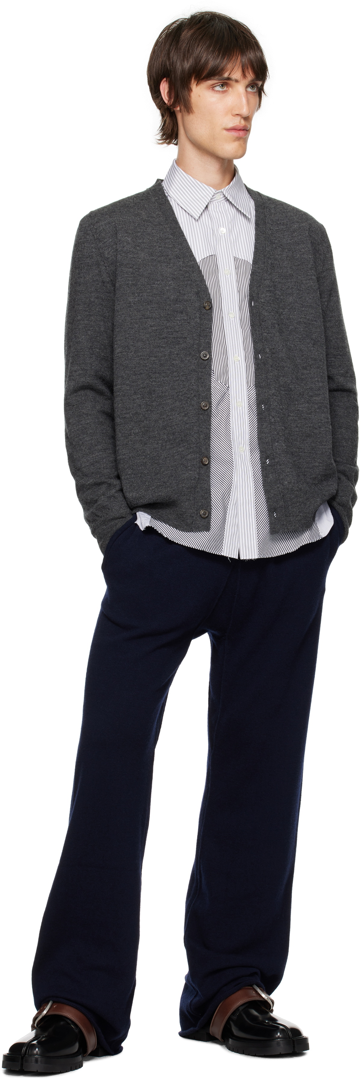 Maison Margiela Gray Elbow Patch Cardigan Maison Margiela