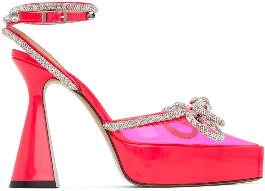 MACH & MACH Pink Double Bow Platform Heels MACH & MACH