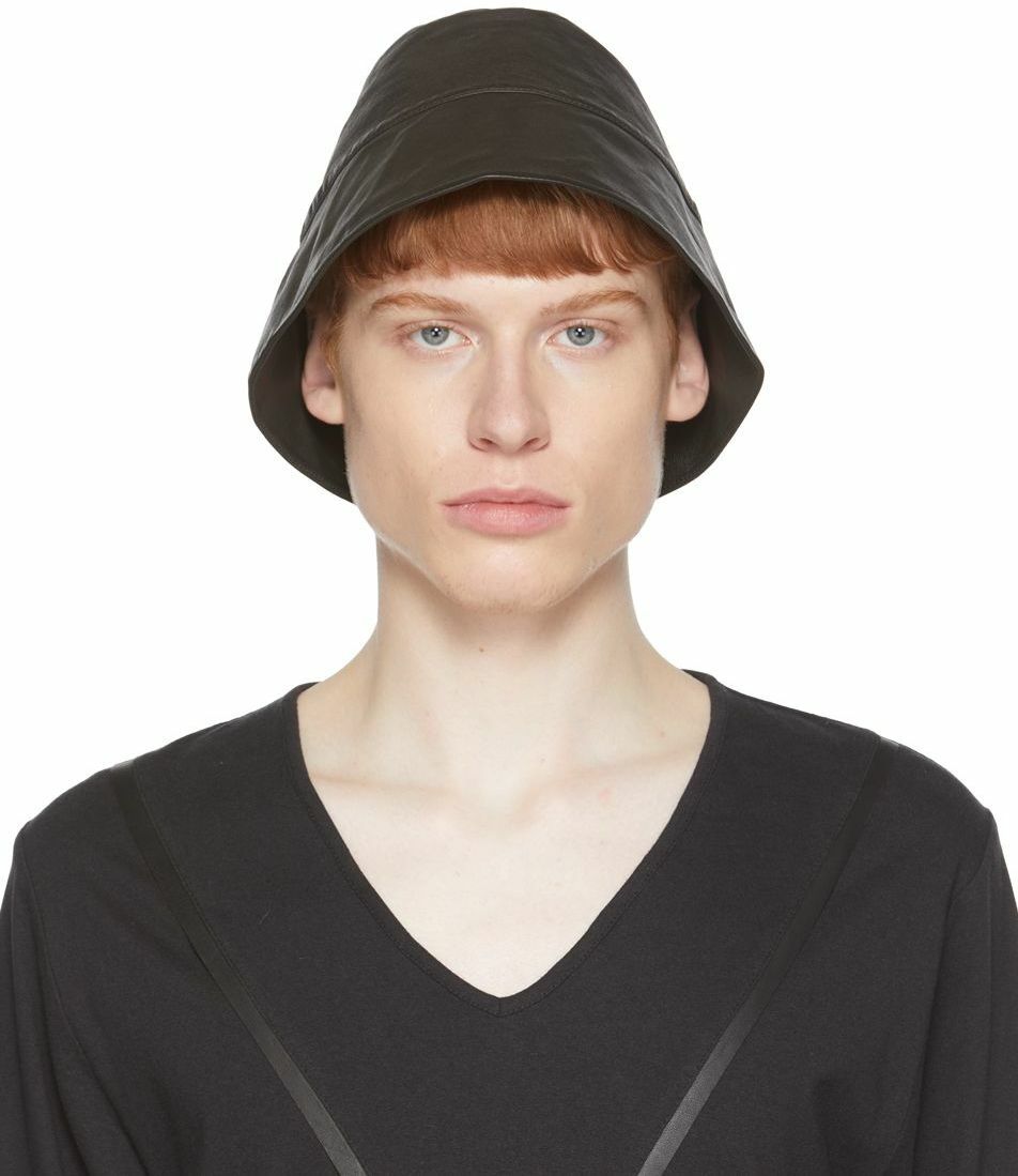 FREI-MUT Green Leather Selim Bucket Hat FREI-MUT