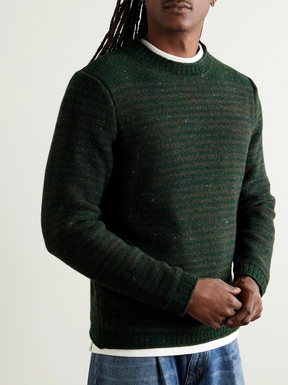 Inis Meáin - Striped Merino Wool and Cashmere-Blend Sweater - Green ...