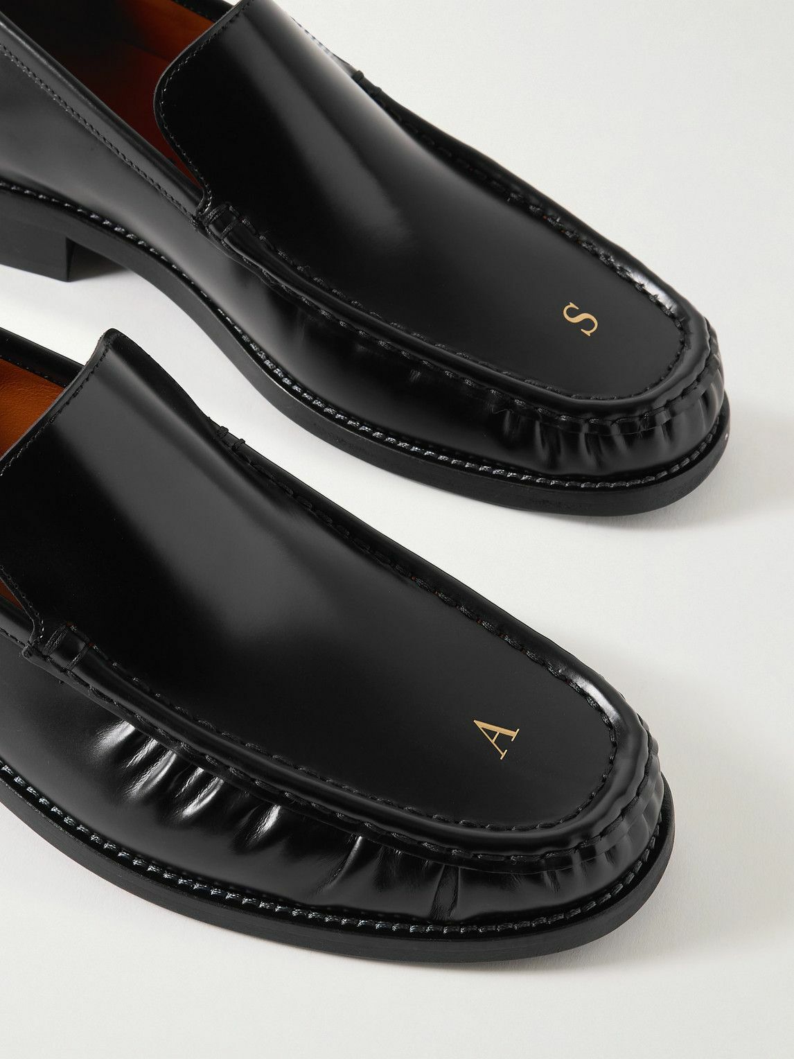 Acne Studios - Logo-Print Glossed-Leather Loafers - Black Acne Studios