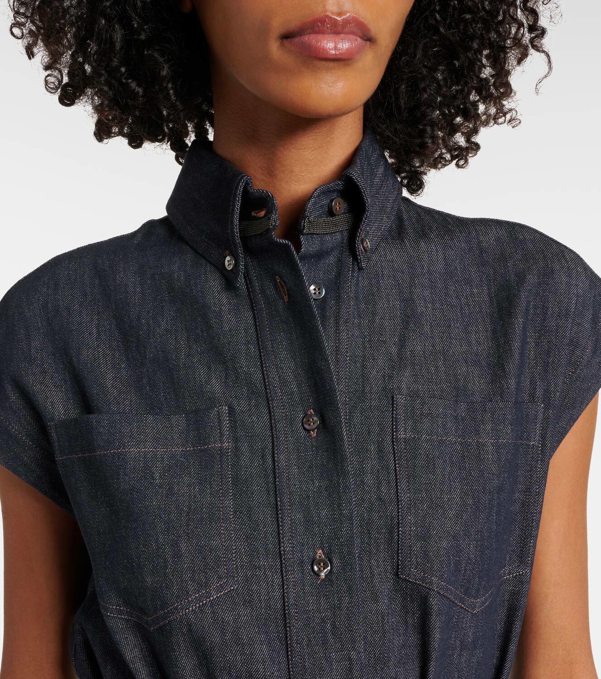Brunello Cucinelli Belted denim maxi dress Brunello Cucinelli