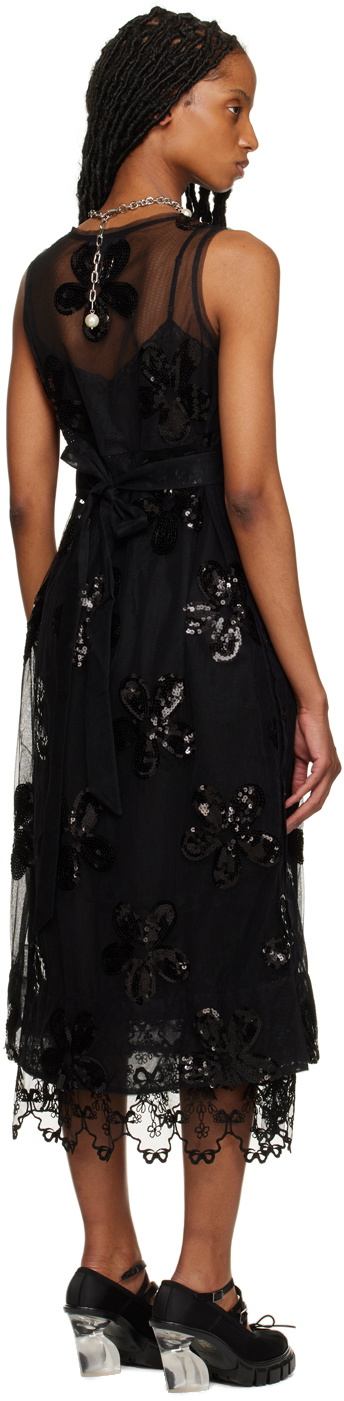 Simone Rocha Black Floral Midi Dress Simone Rocha