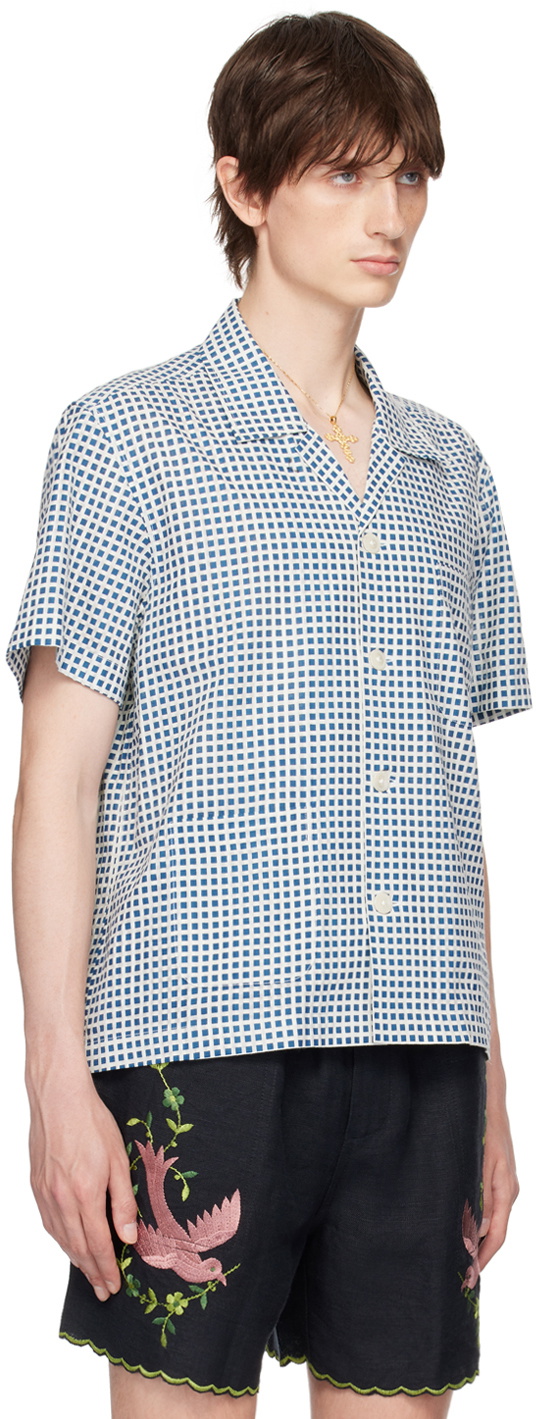 Bode Blue & White Hyannis Shirt Bode