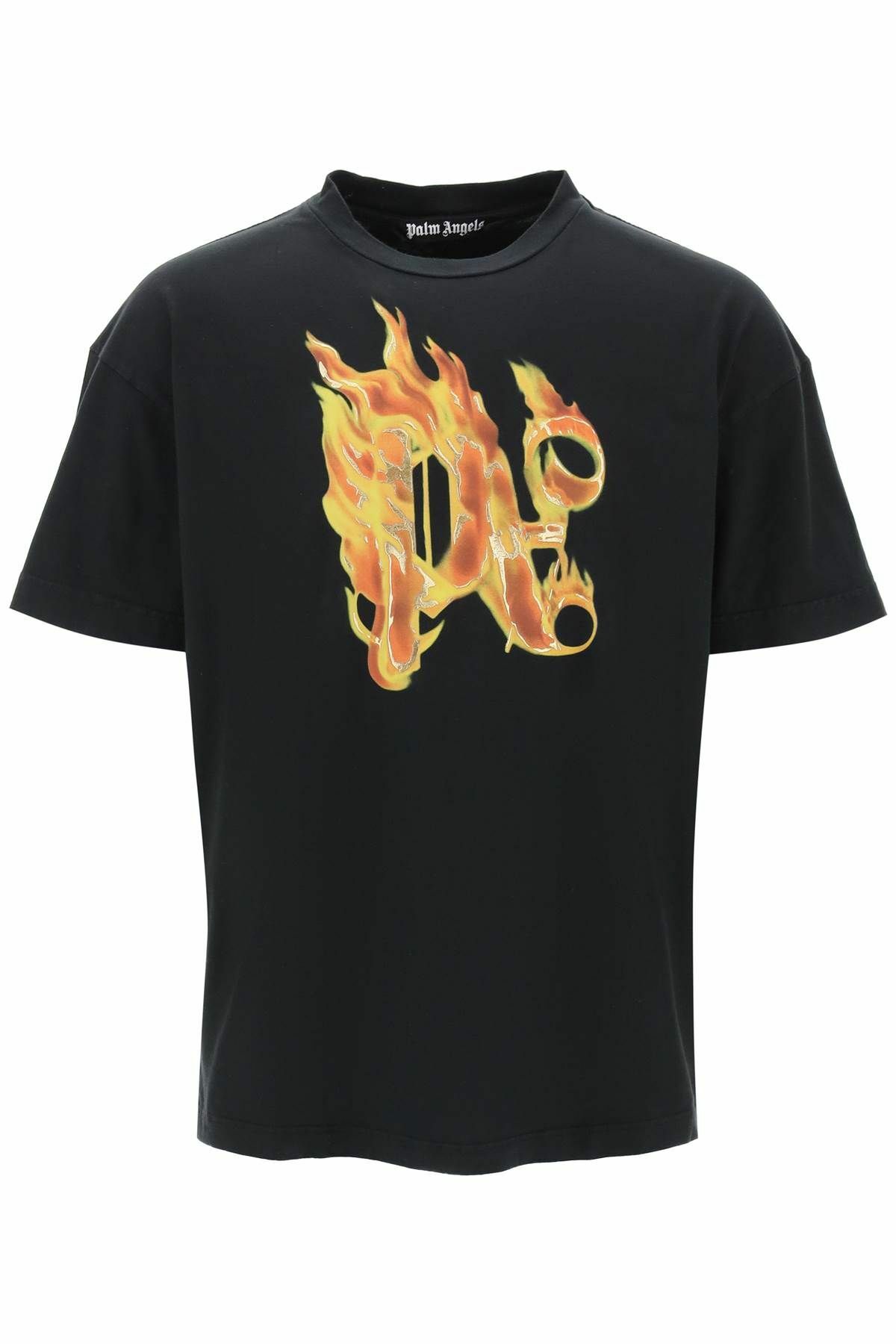 PALM ANGELS "burning monogram t Black Palm Angels