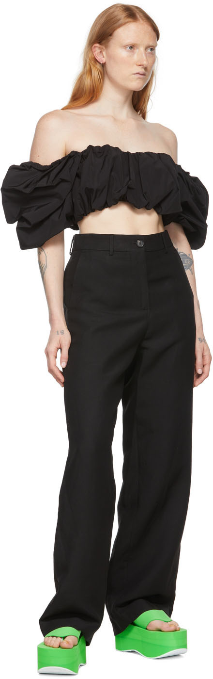 MSGM Black Linen Trousers MSGM