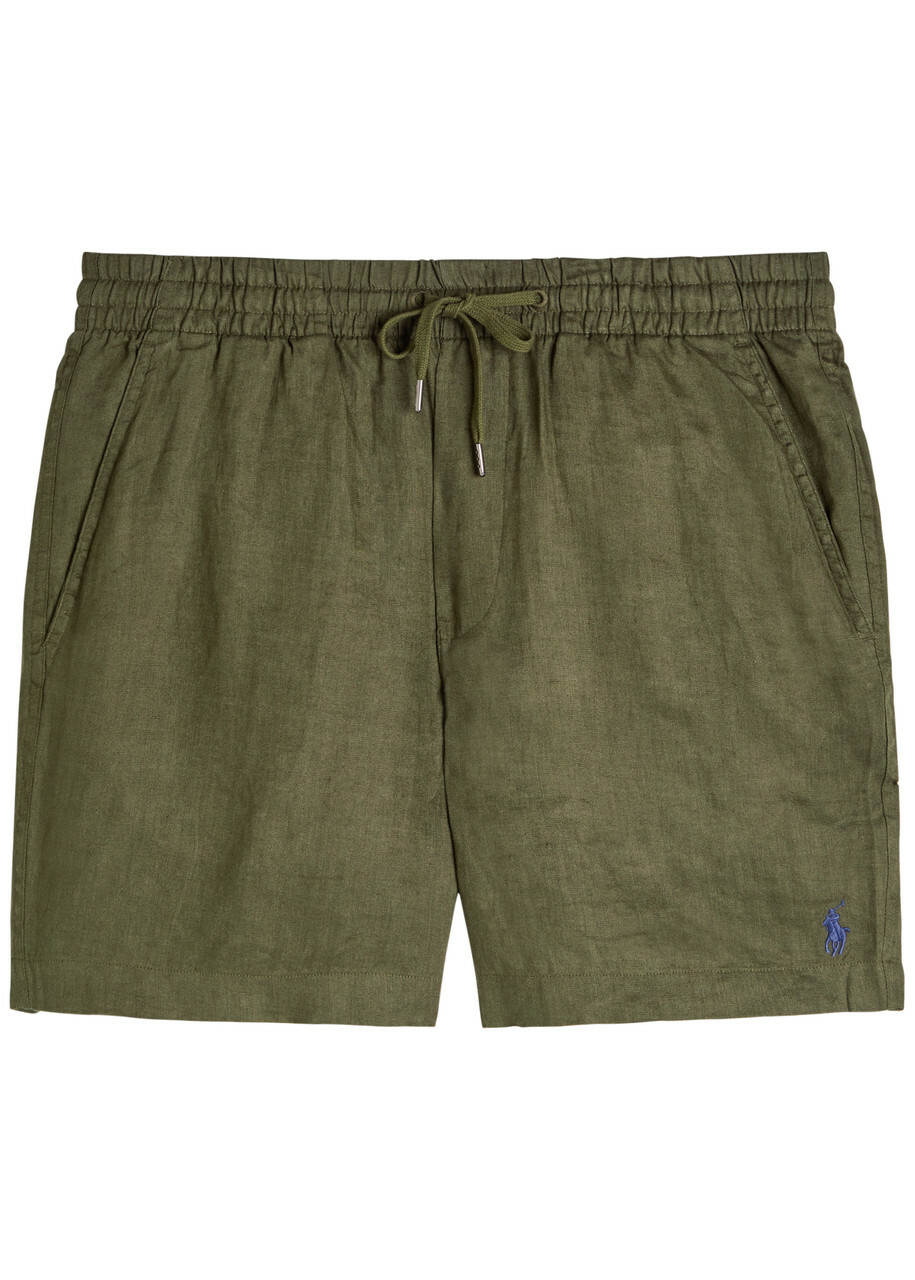Polo Ralph Lauren Prepster Logo-embroidered Linen Shorts Olive Polo ...