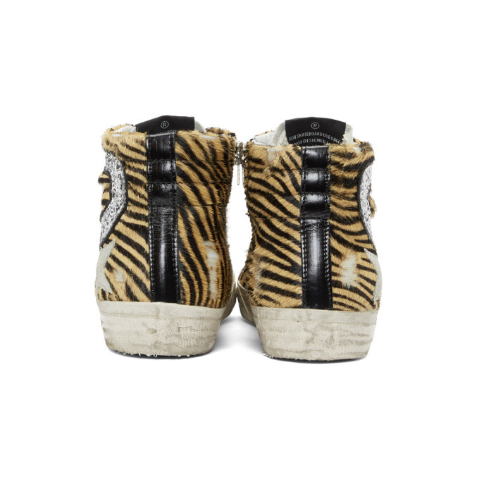 Golden Goose Beige and Black Calf-Hair Zebra Sneakers Golden Goose ...