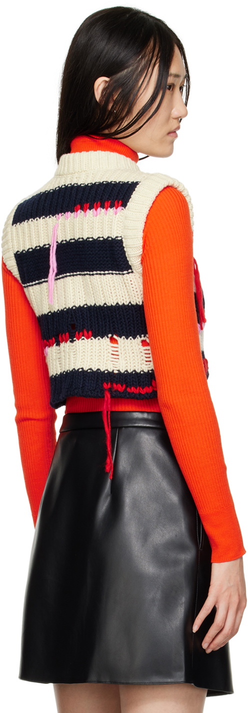 Sportmax Off-White and Navy Alcali Vest Sportmax