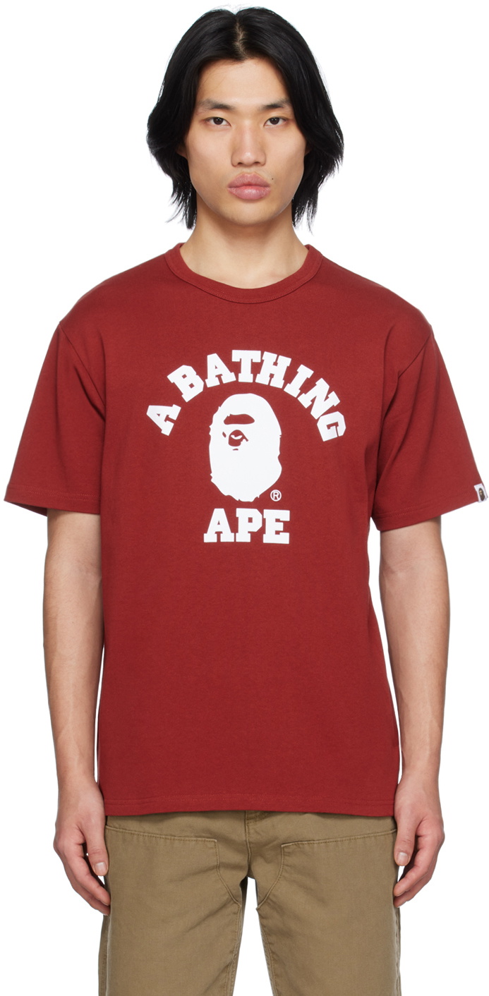BAPE Red College T-Shirt A Bathing Ape