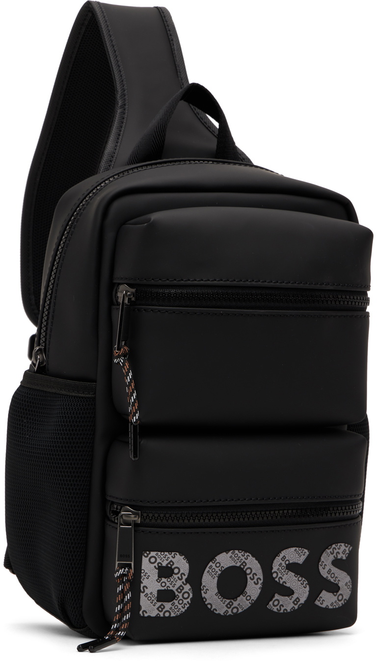 BOSS Black Faux-Leather Backpack BOSS