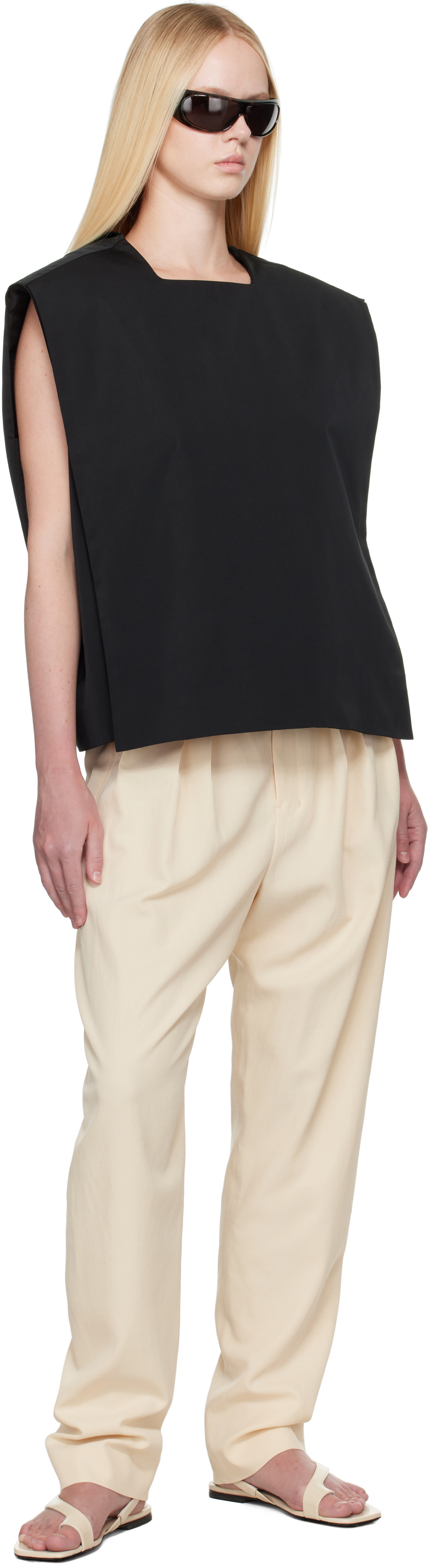Carven Black Square Duchesse Top Carven
