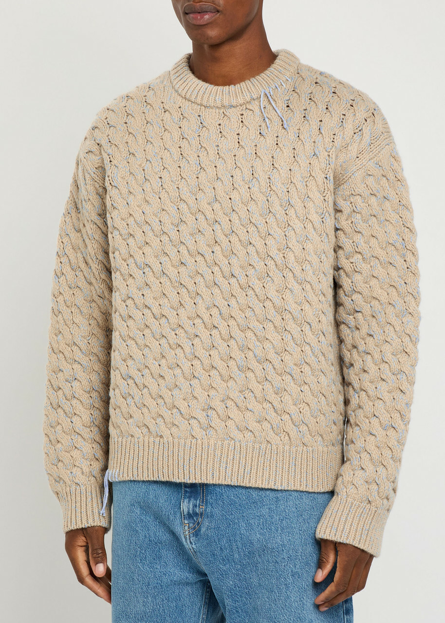 Axel Arigato Nolan Cable-knit Wool-blend Jumper Beige Axel Arigato