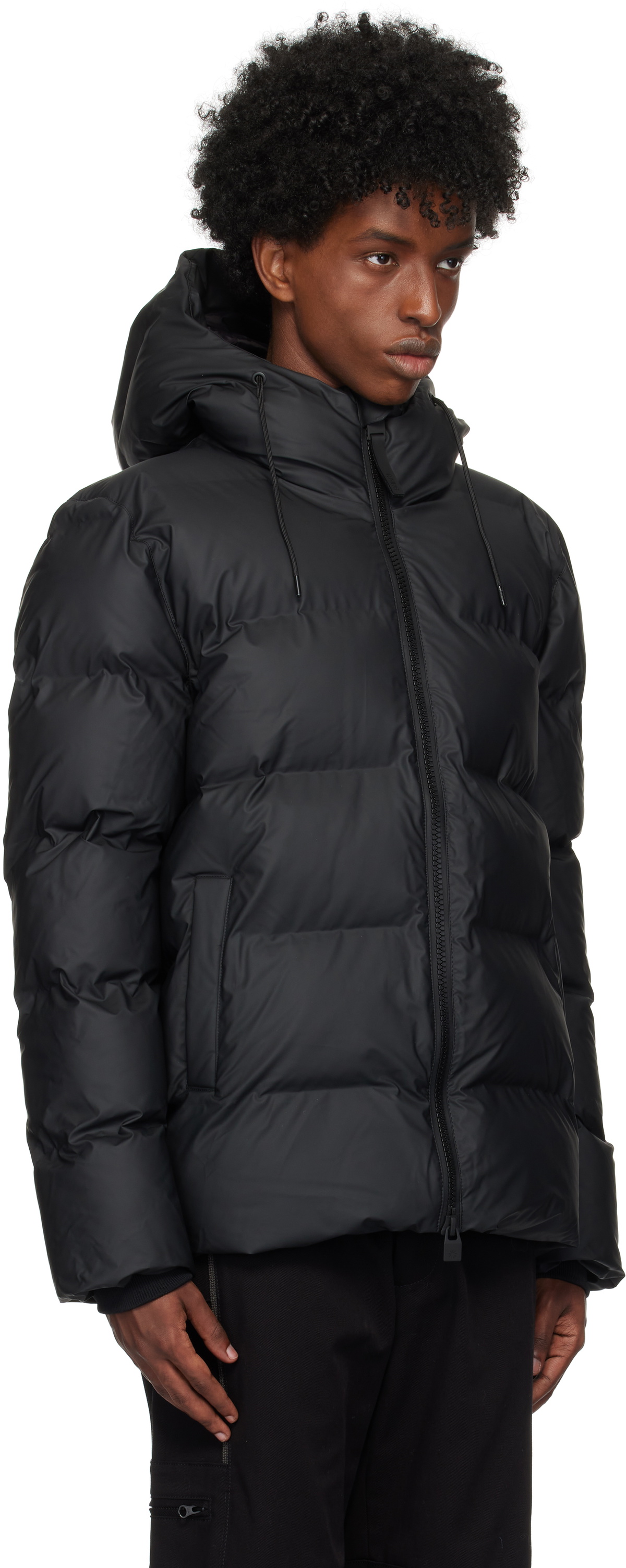 RAINS Black Alta Puffer Jacket Rains