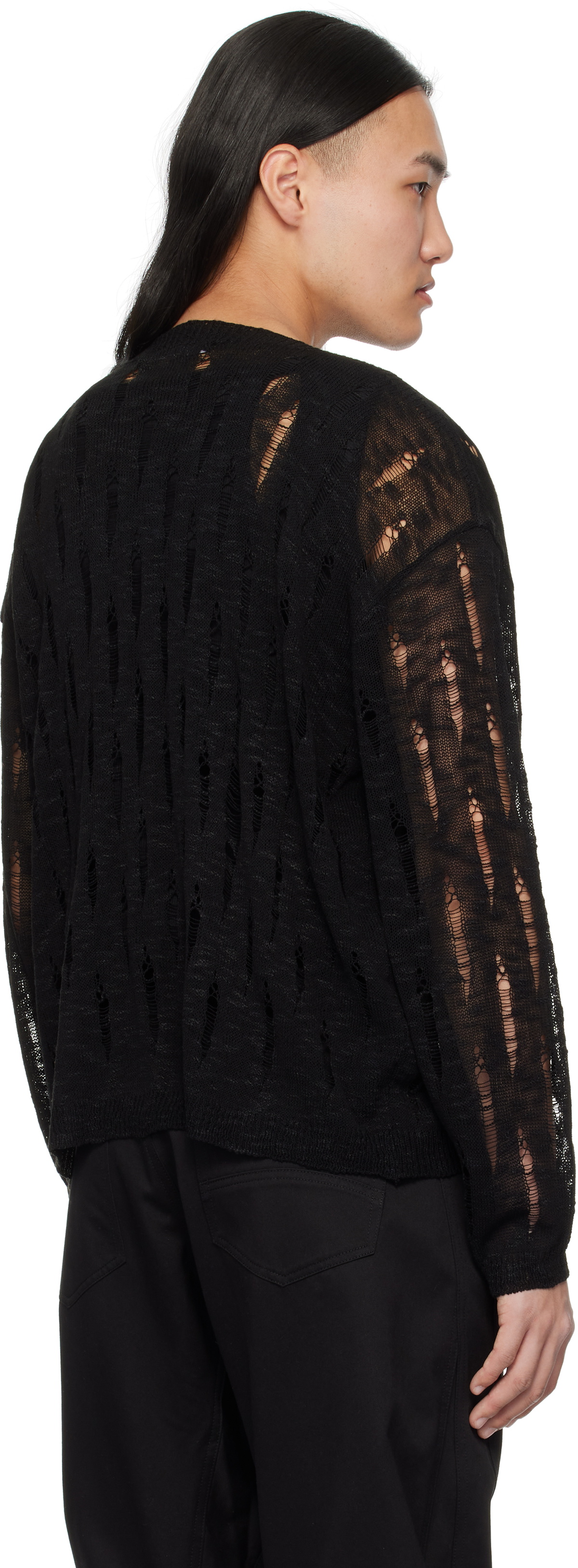 lesugiatelier Black Distressed Cardigan lesugiatelier