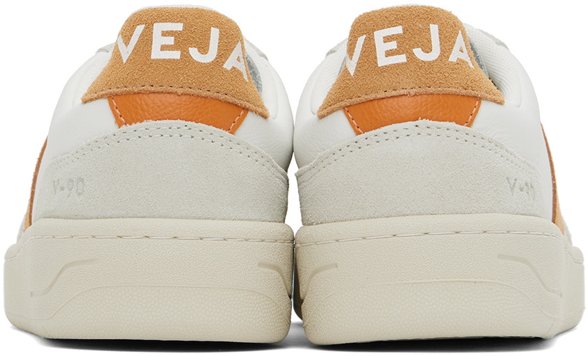 VEJA White & Orange V-90 Sneakers VEJA