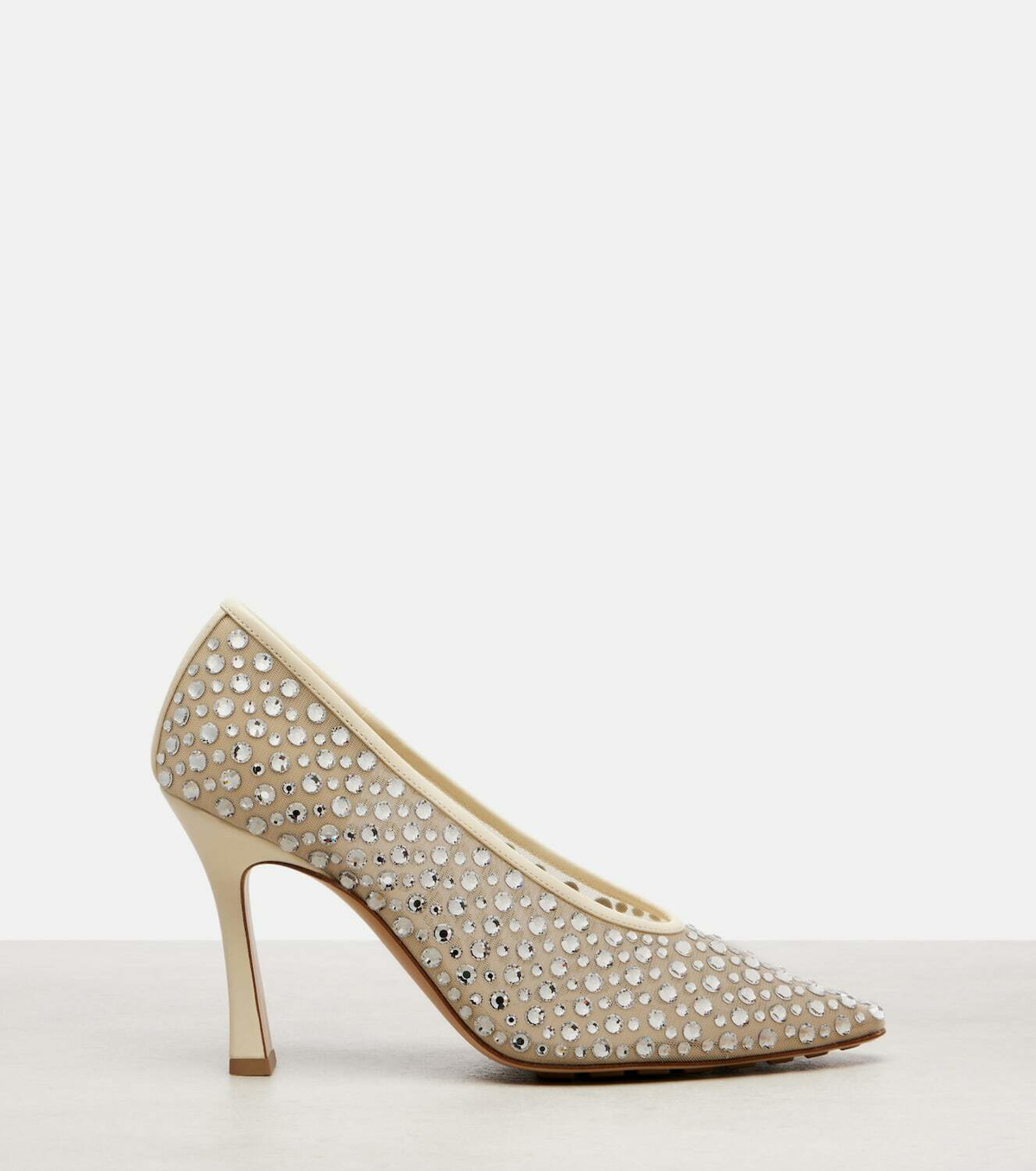 Bottega Veneta Sofia 90 crystal-embellished leather-trimmed pumps Bottega Veneta