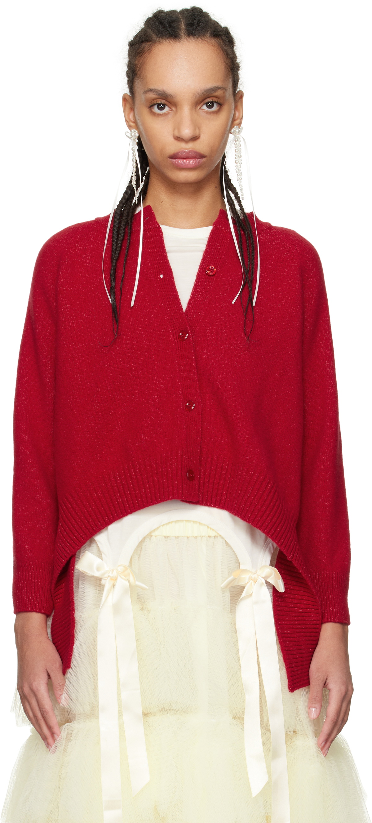 Simone Rocha Red Open Back Cardigan Simone Rocha