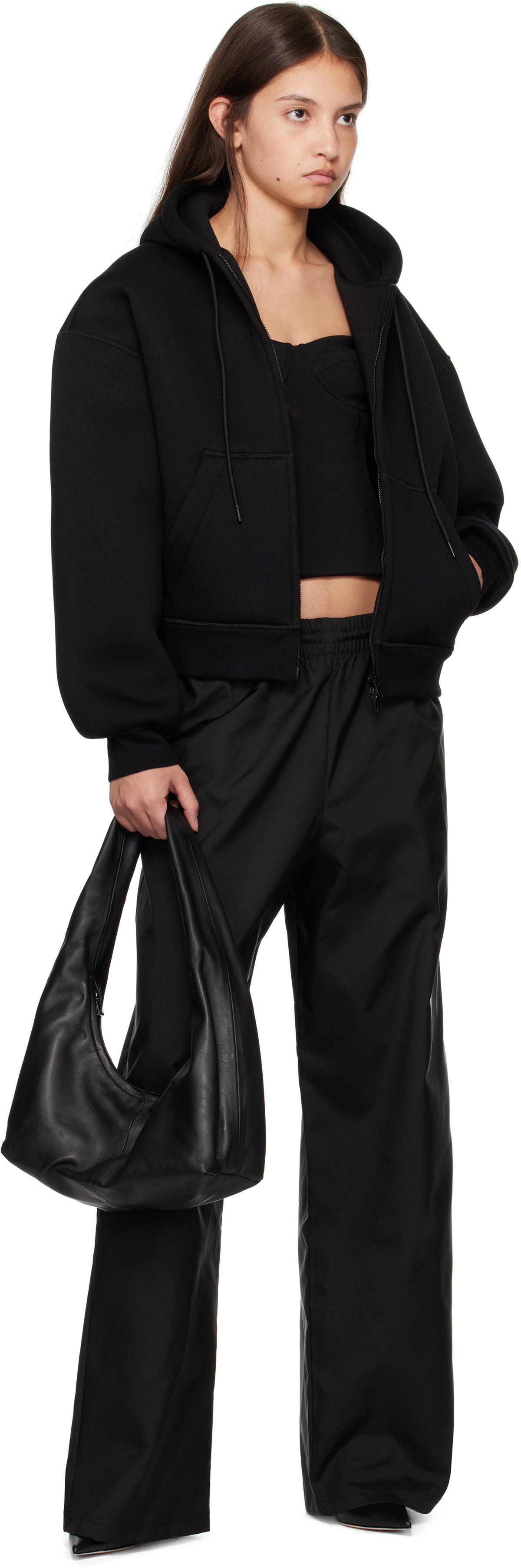 WARDROBE.NYC Black Bonded Zip Hoodie WARDROBE.NYC