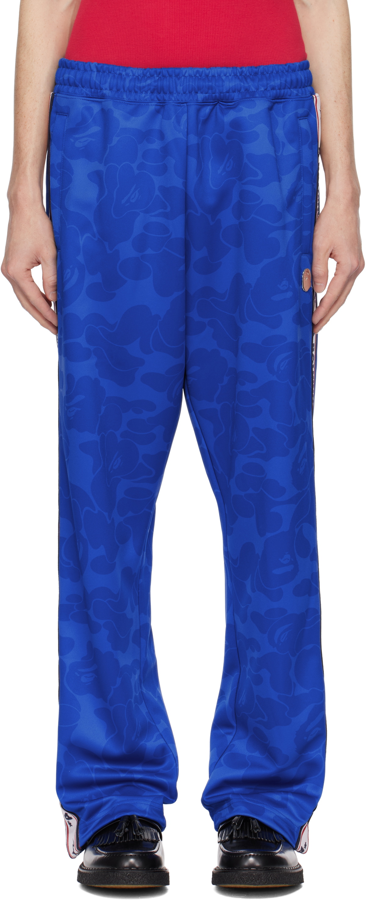 BAPE Blue Solid Camo One Point Relaxed Fit Sweatpants A Bathing Ape