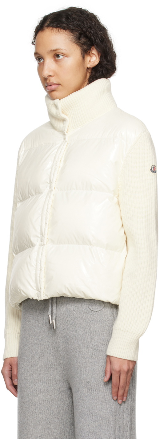 Moncler Off-White Paneled Down Jacket Moncler