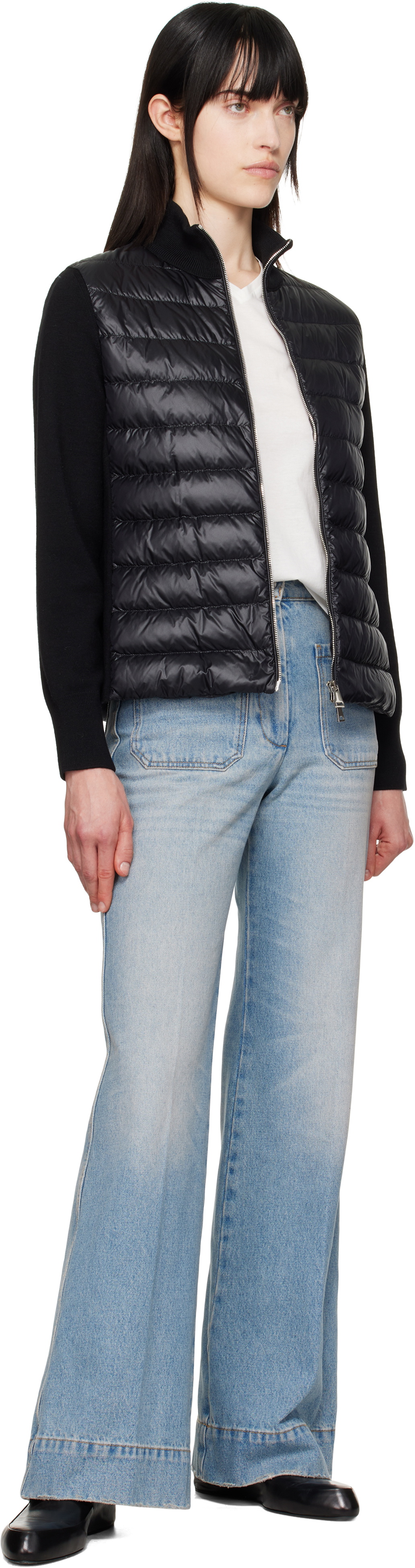 Moncler Black Padded Wool Zip-Up Down Jacket Moncler