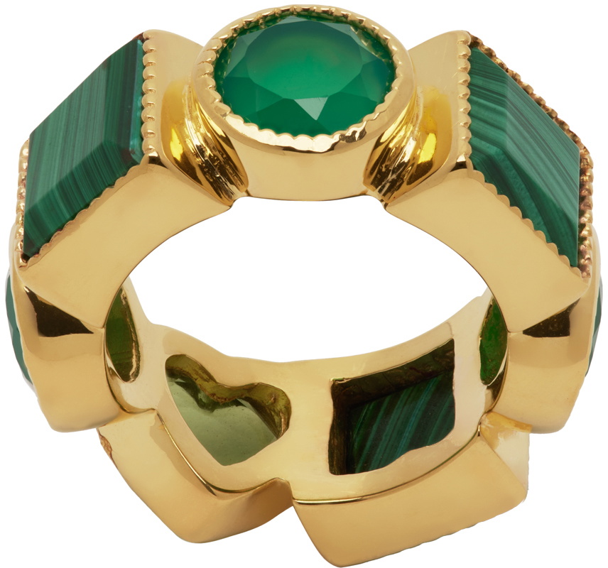 VEERT Gold & Green 'The Shape' Ring VEERT