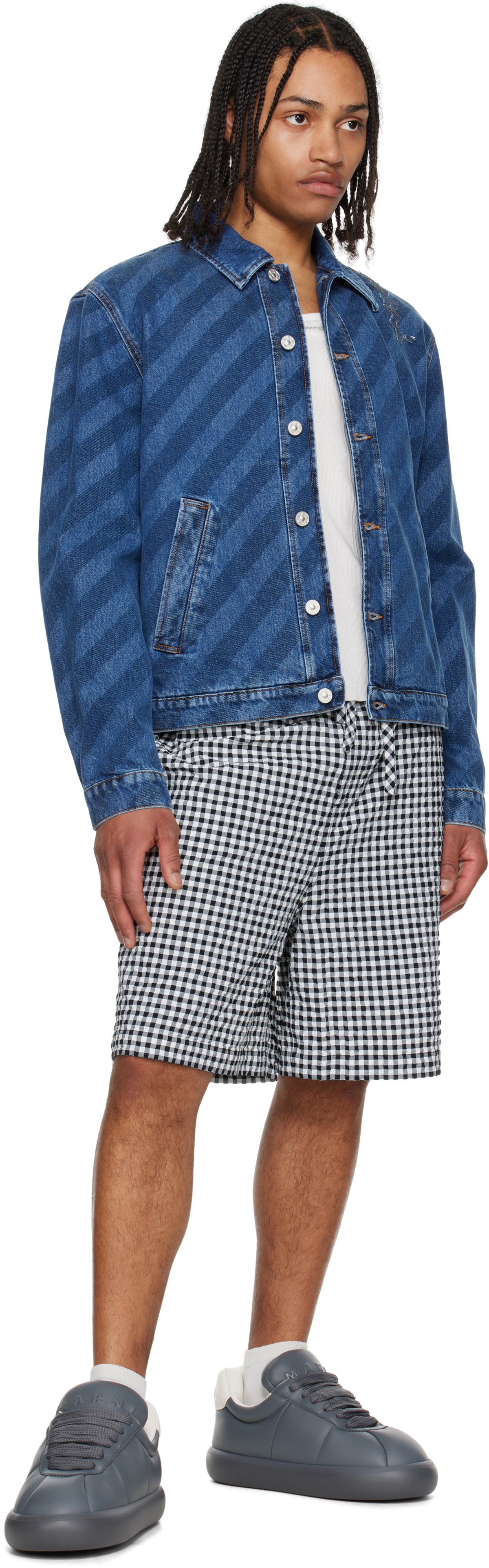 Marni Blue Striped Denim Jacket Marni