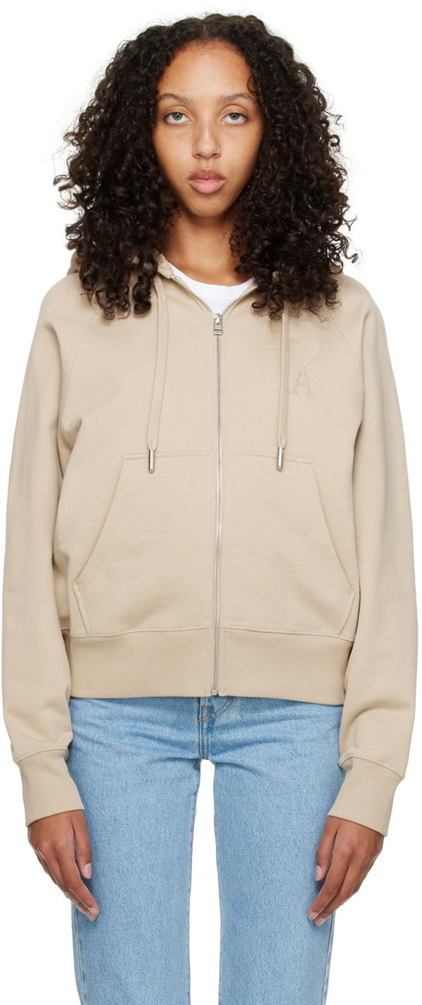AMI Paris Beige Ami De Cœur Hoodie AMI