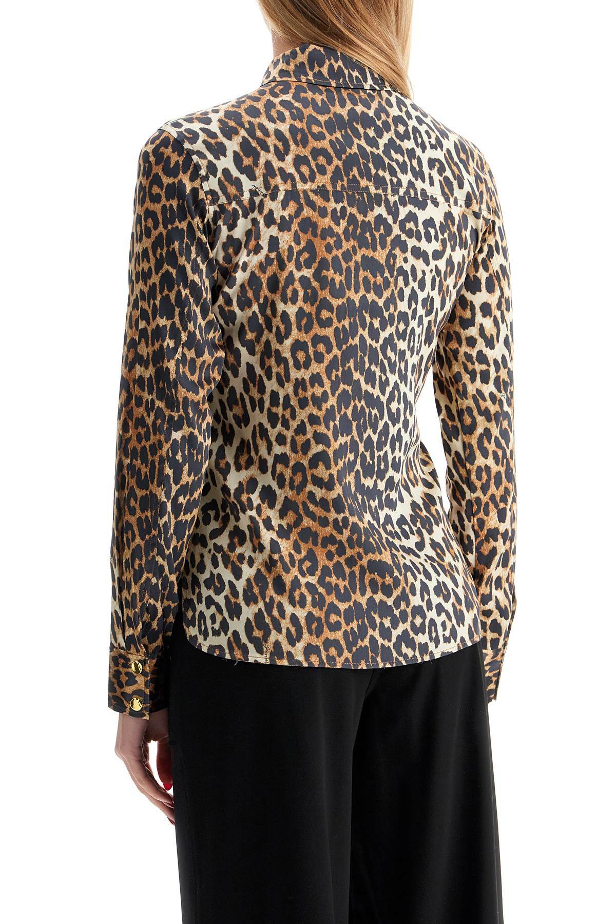 GANNI leopard print satin shirt Brown GANNI
