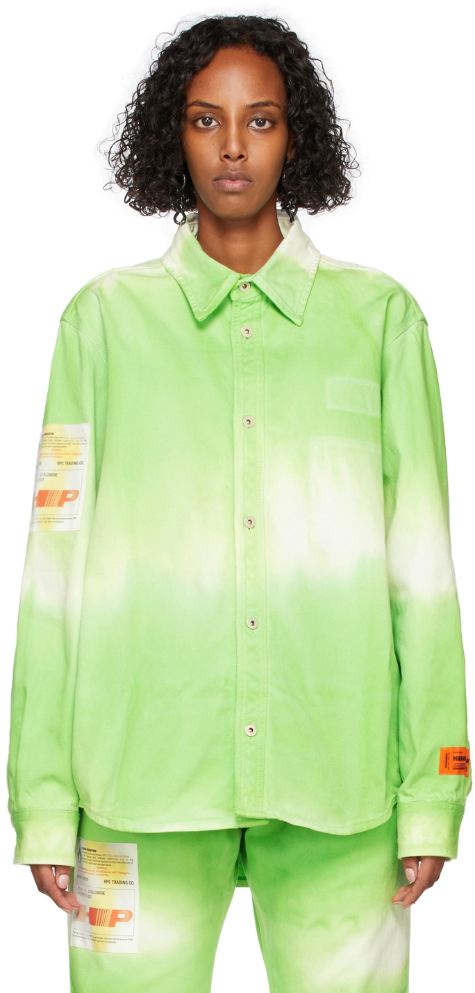 Heron Preston Green Tie-Dye Label Shirt Heron Preston