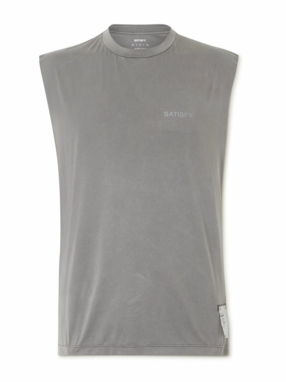 Satisfy - Muscle Logo-Print Recycled AuraLite™ Tank Top - Gray Satisfy