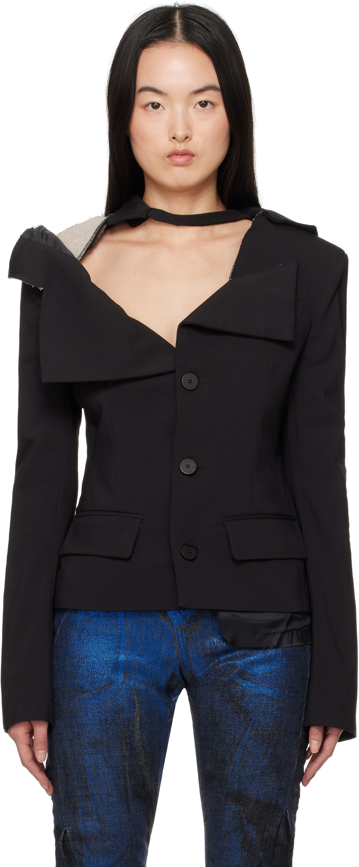 Ottolinger Black Off-Shoulder Blazer Ottolinger