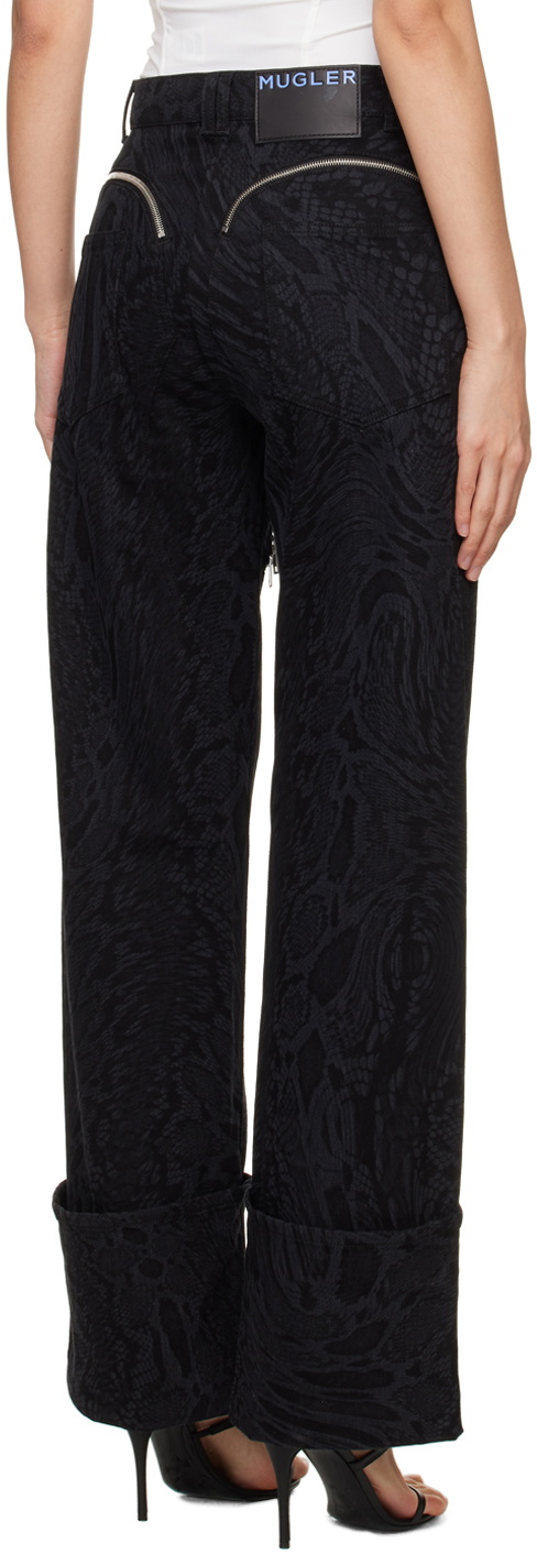 Mugler Black Laser Snake Jeans Mugler