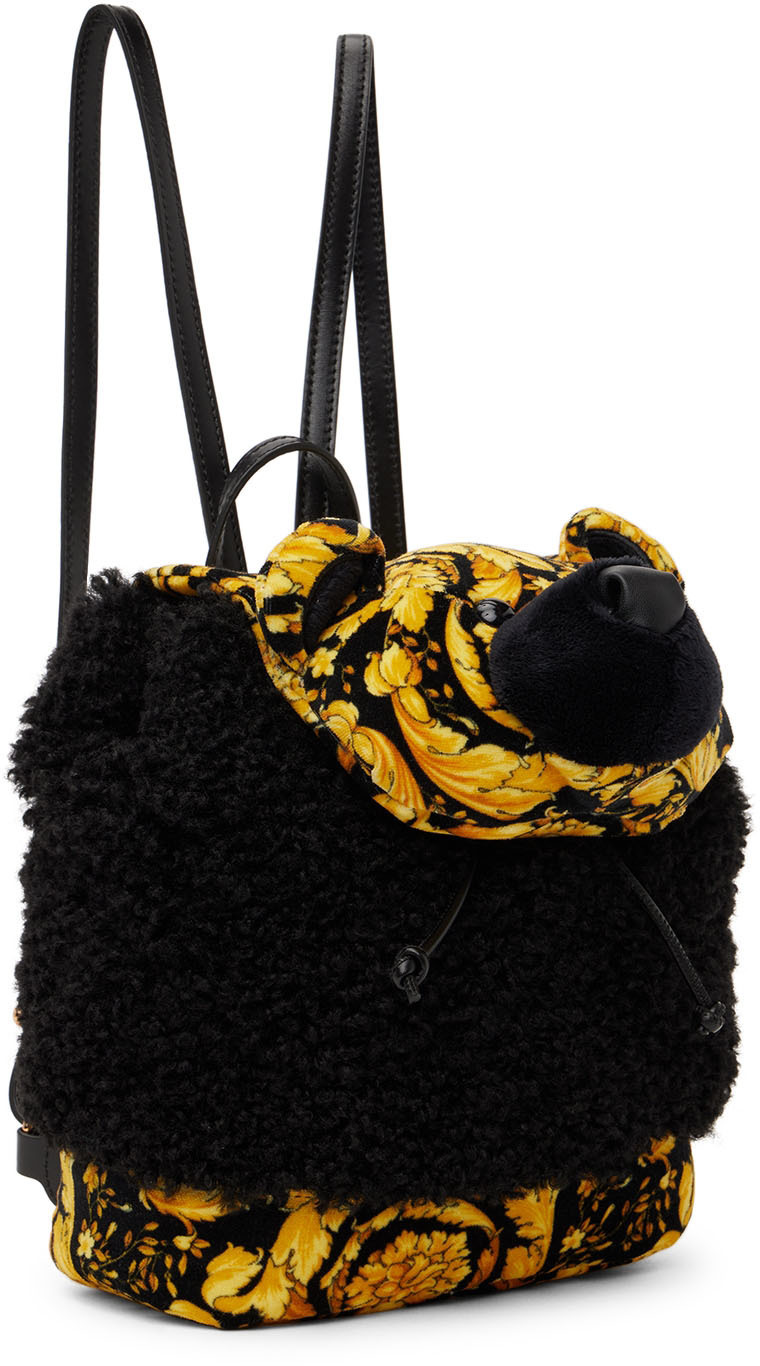 Versace Kids Black & Yellow Barocco Teddy Backpack Versace