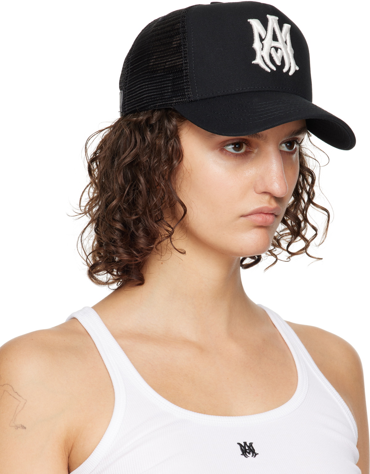 AMIRI Black MA Logo Trucker Cap Amiri