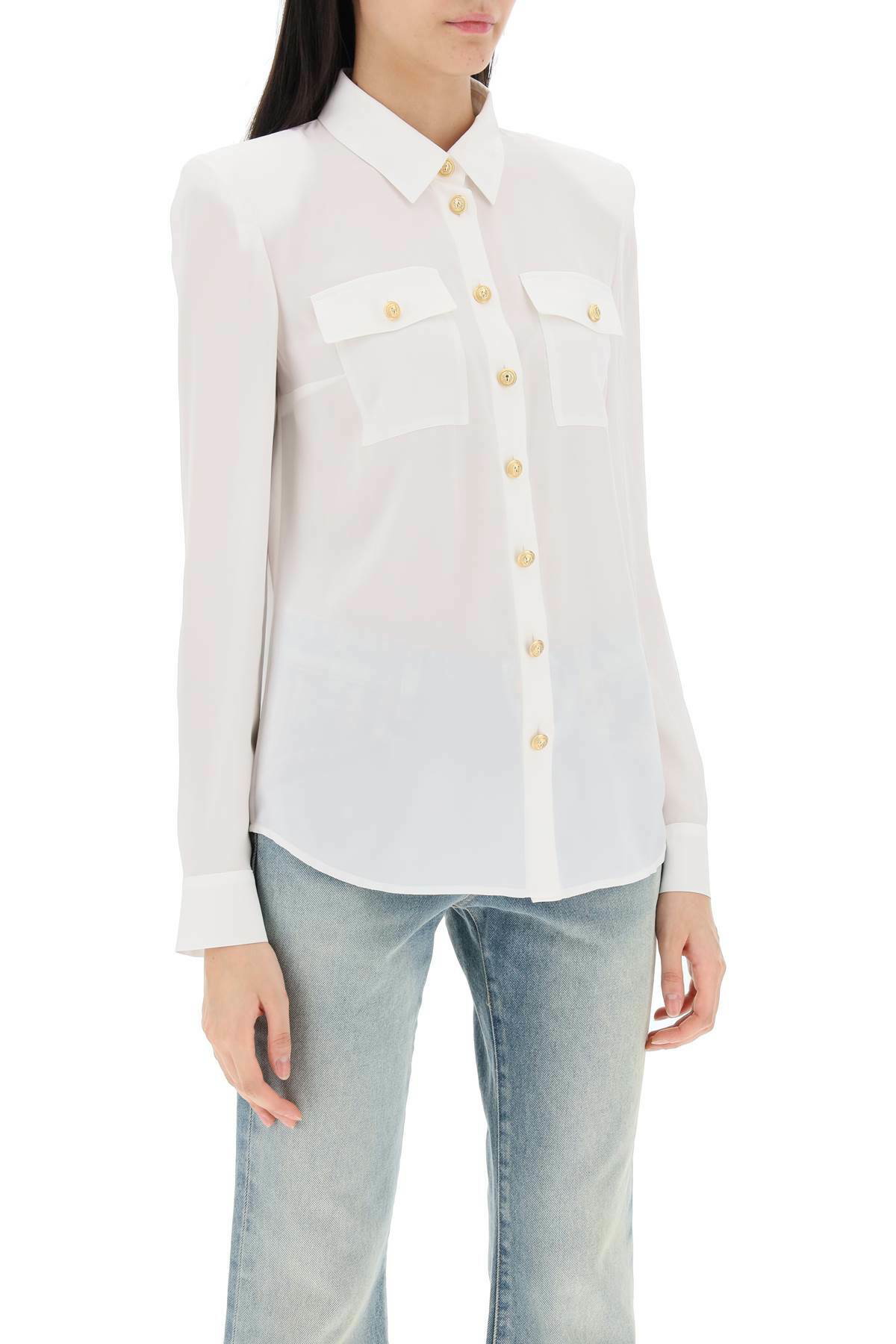 Balmain Silk Shirt With Padded Shoulders Balmain