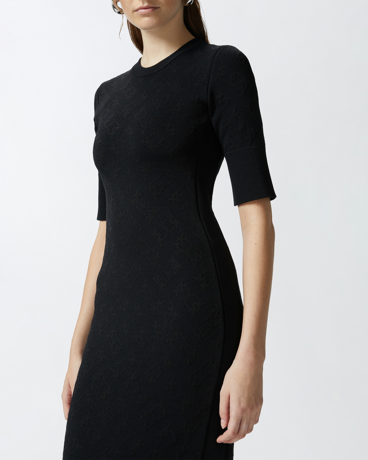 Pinko Slim Fit Knit Midi Dress Limo Black Pinko