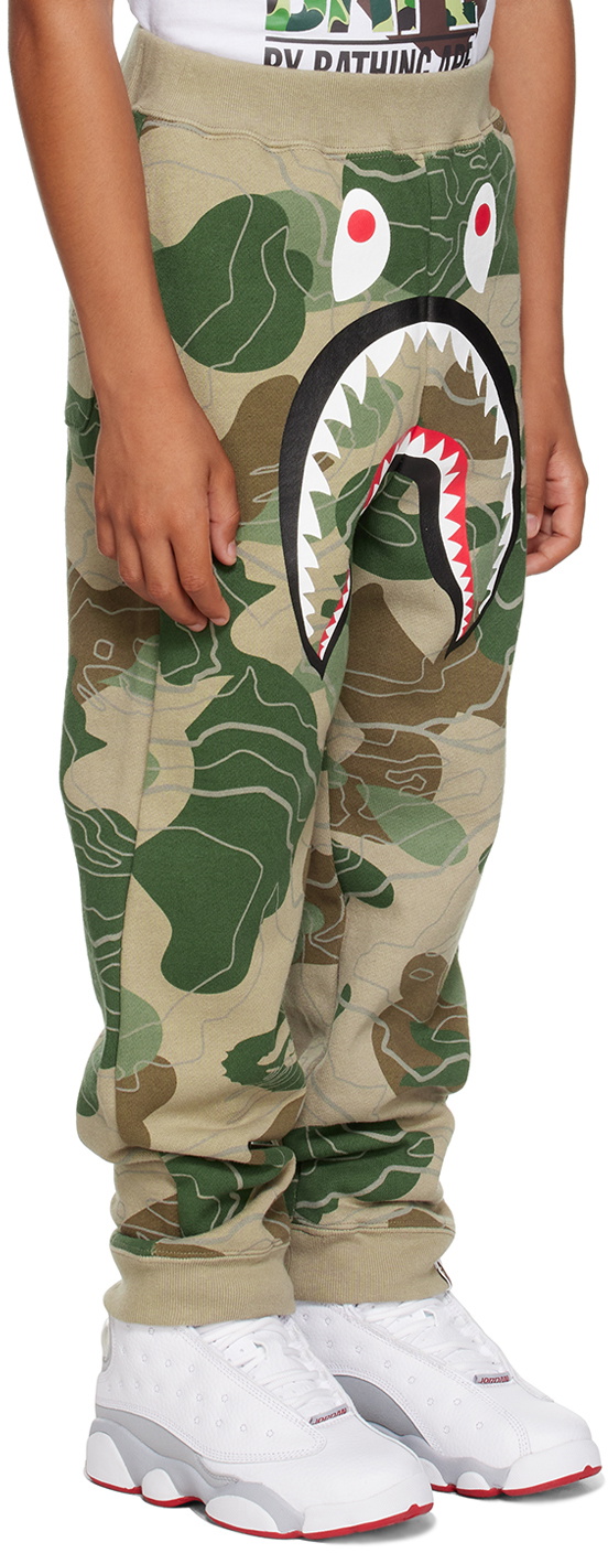 BAPE Kids Beige 1st Camo Shark Sweatpants A Bathing Ape