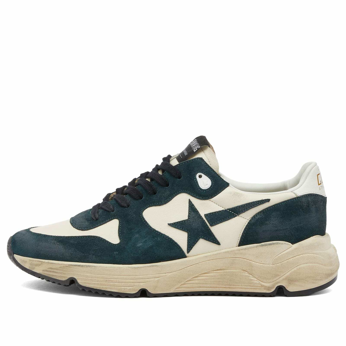 Golden Goose Men's Running Suede Sneaker in Dark Green/White Golden ...