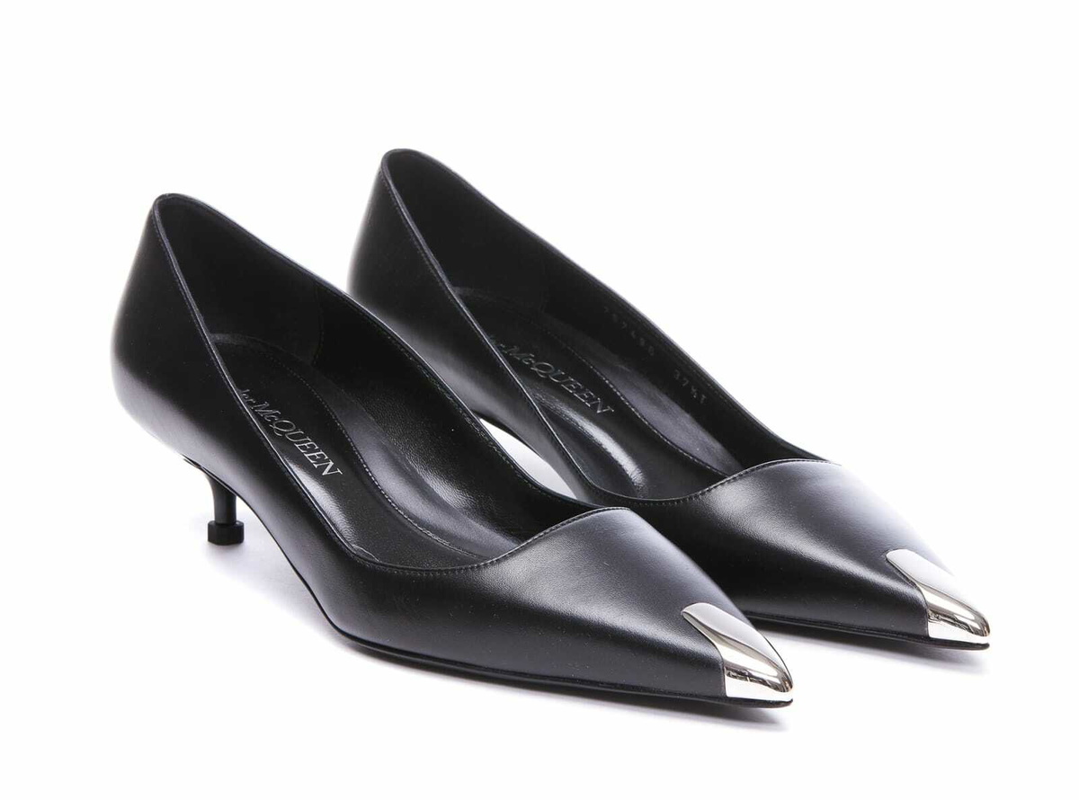 Alexander McQueen 40mm Kitten Heel Leather Pumps Alexander McQueen