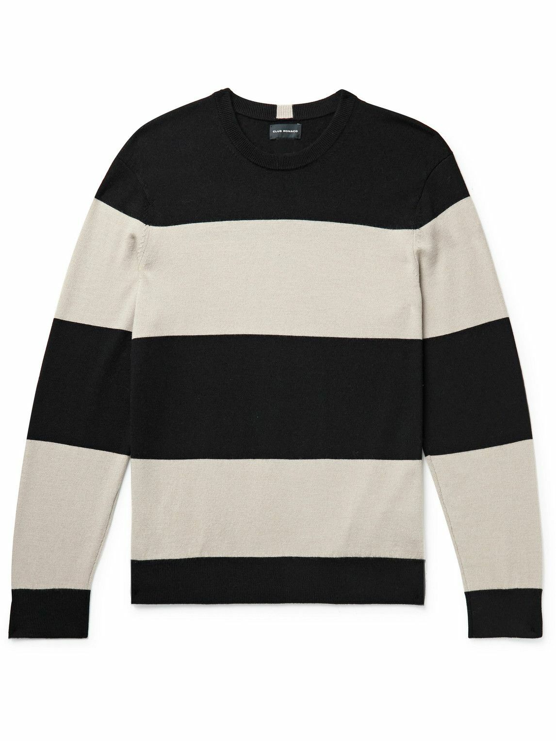 Club Monaco - Slim-Fit Striped Wool Sweater - Black Club Monaco