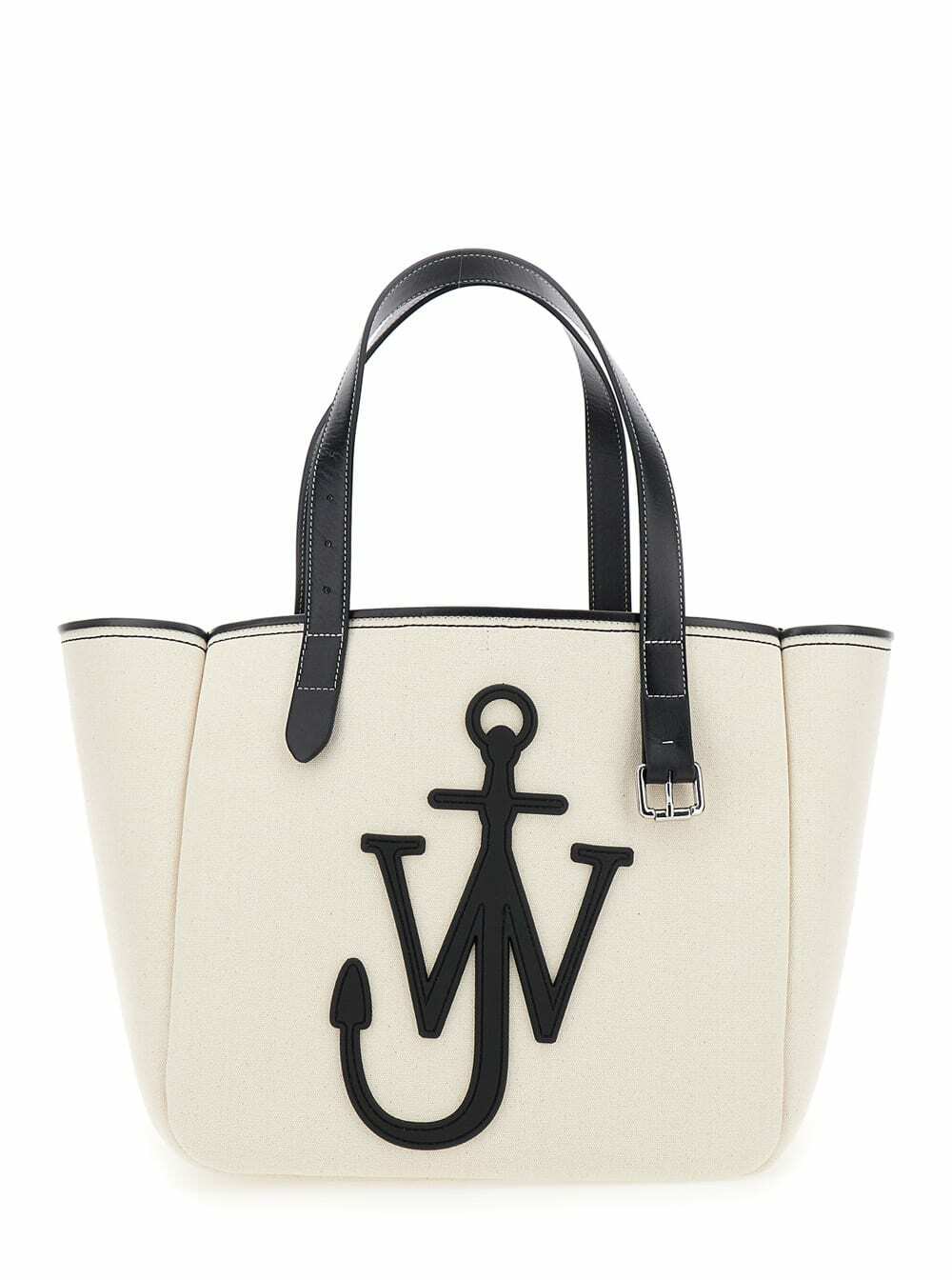 J.W. Anderson White Shopper With Jw Logo On The Front In Canvas And ...