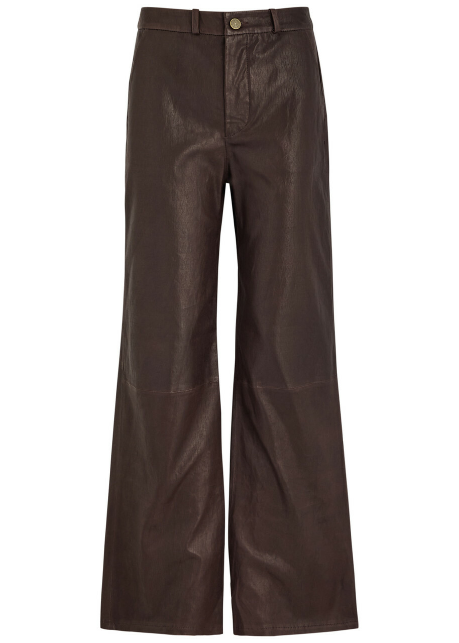 Frame Straight-leg Leather Trousers Brown Frame Denim