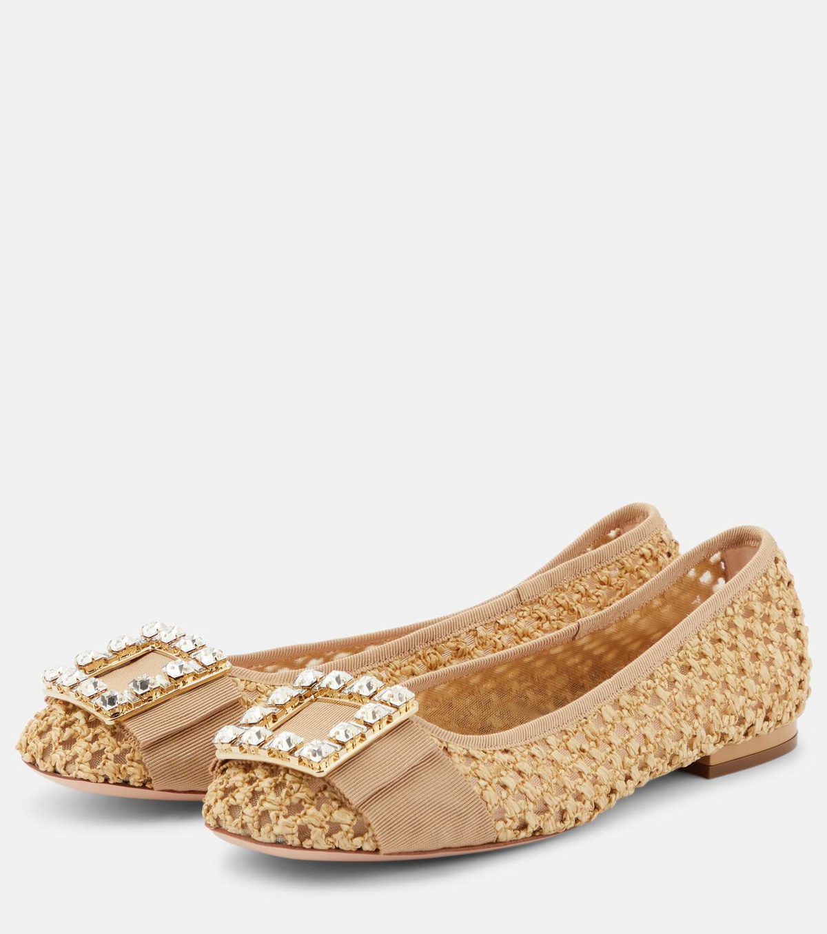 Roger Vivier Très Vivier raffia-effect ballet flats Roger Vivier